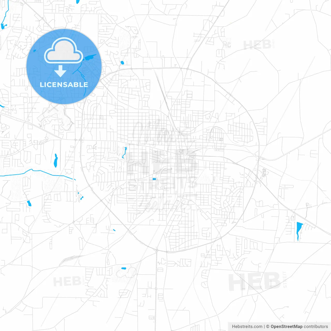 Dothan, Alabama, United States, Pdf Vector Map With Water In Focus ...