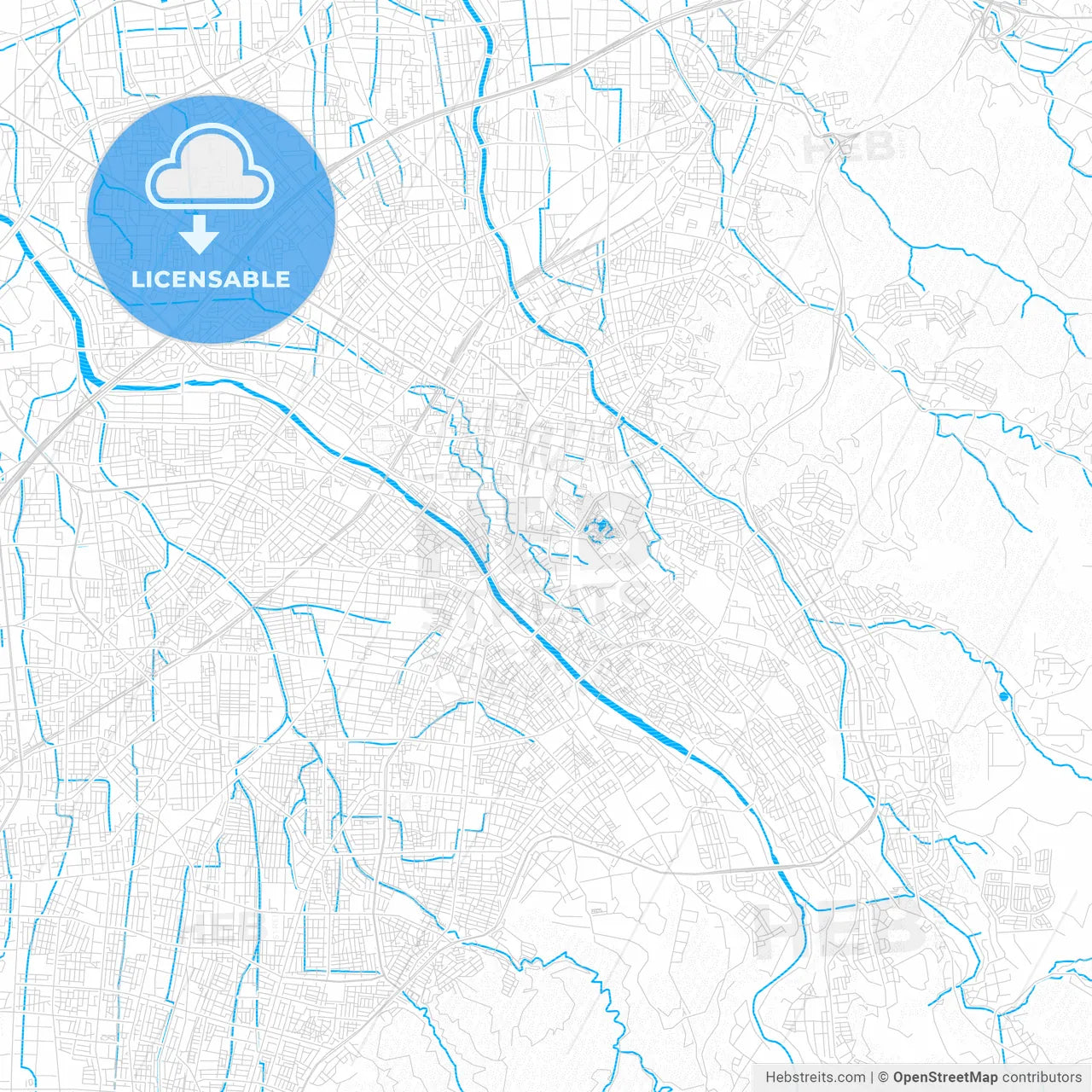 Kanazawa, Japan Pdf Vector Map With Water In Focus – HEBSTREITS