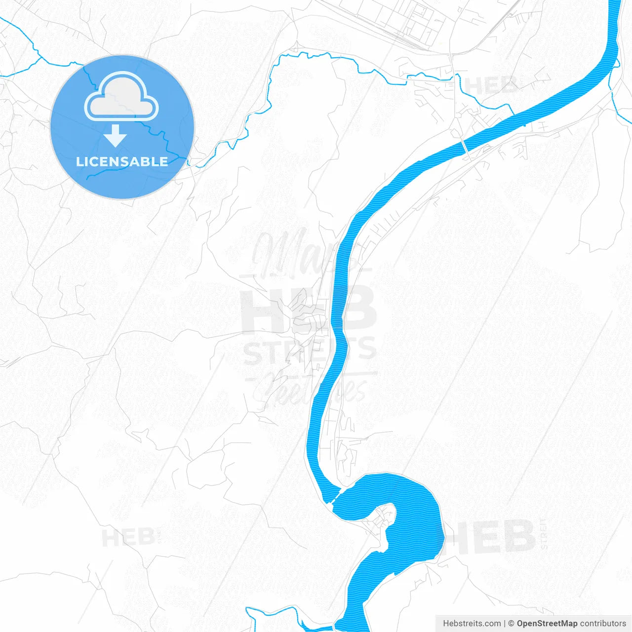 Zvornik, Bosnia And Herzegovina Pdf Vector Map With Water In Focus ...
