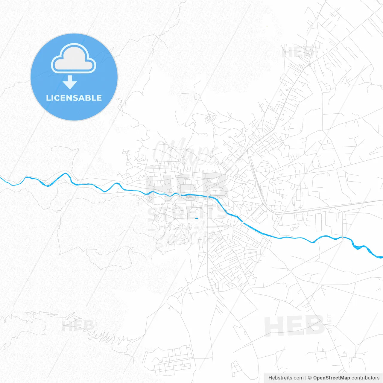 Pejë / Peć, Kosovo Pdf Vector Map With Water In Focus – HEBSTREITS