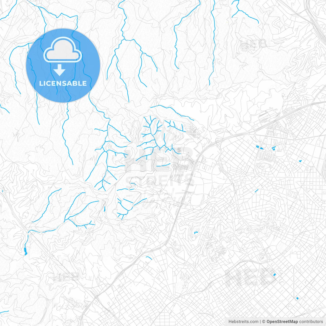 Horta-Guinardó, Spain Pdf Vector Map With Water In Focus – HEBSTREITS