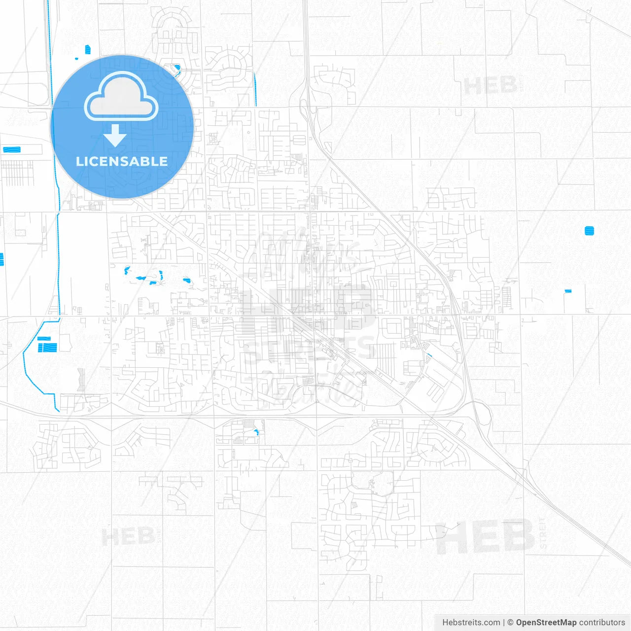 Manteca, California, United States, Pdf Vector Map With Water In Focus ...