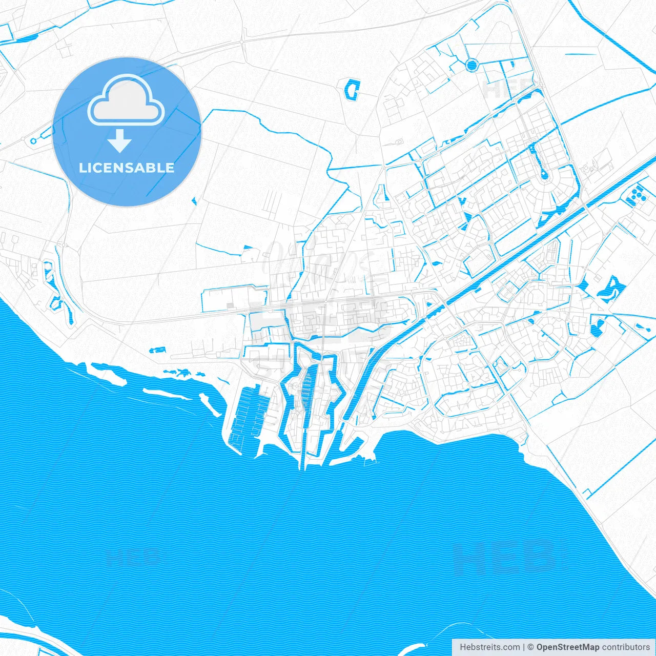 Hellevoetsluis, Netherlands Pdf Vector Map With Water In Focus – HEBSTREITS