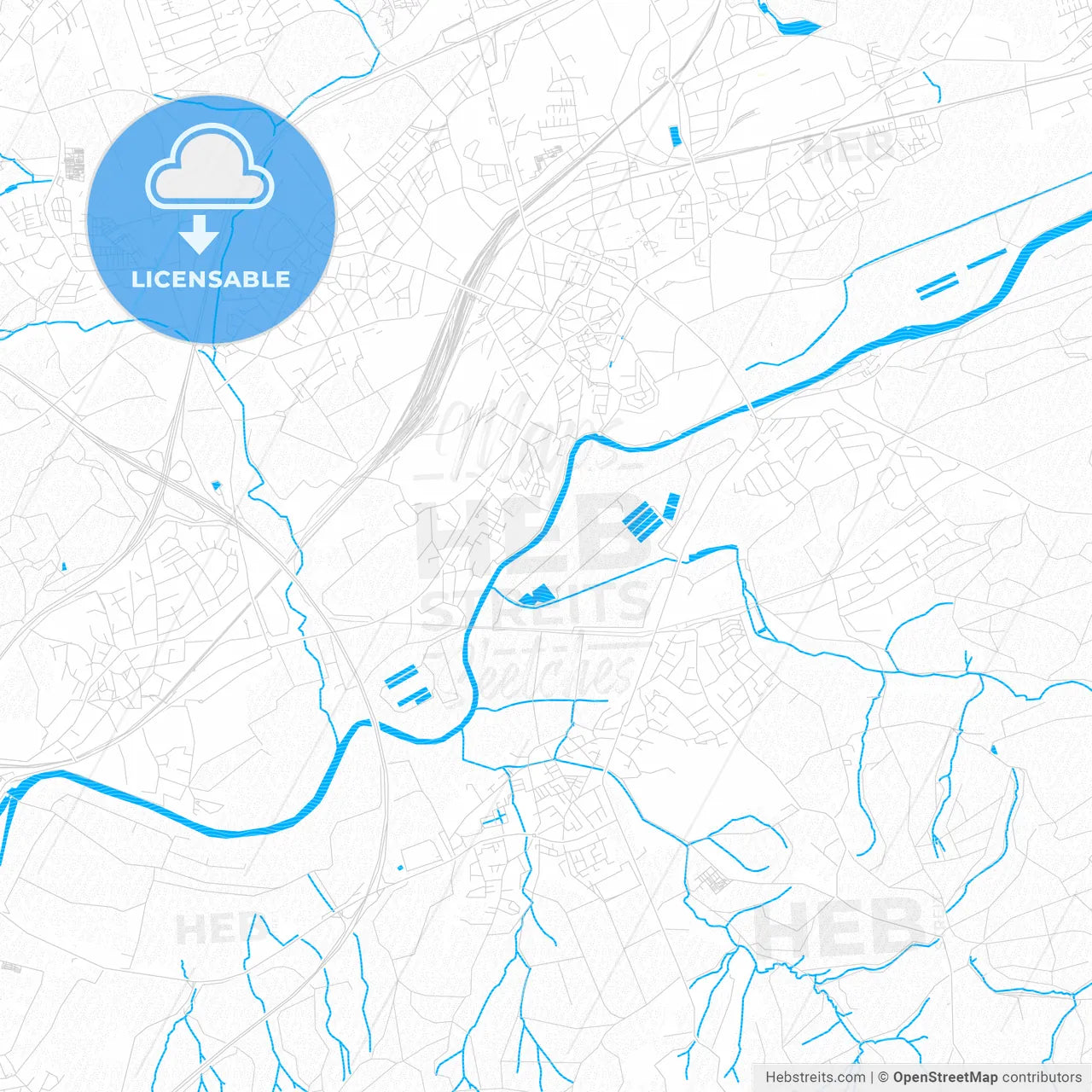 Schwerte, Germany Pdf Vector Map With Water In Focus – HEBSTREITS