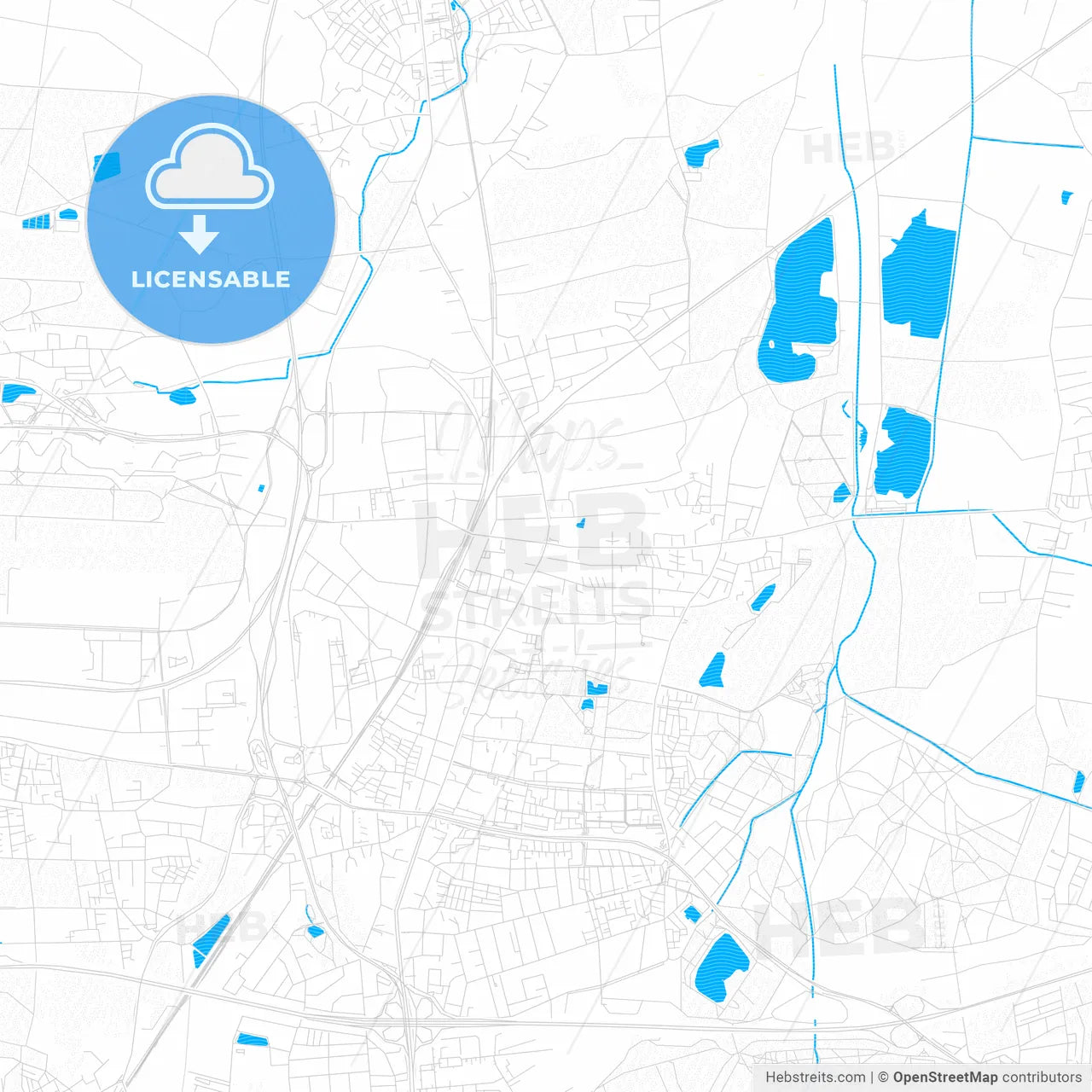 Langenhagen, Germany Pdf Vector Map With Water In Focus – HEBSTREITS