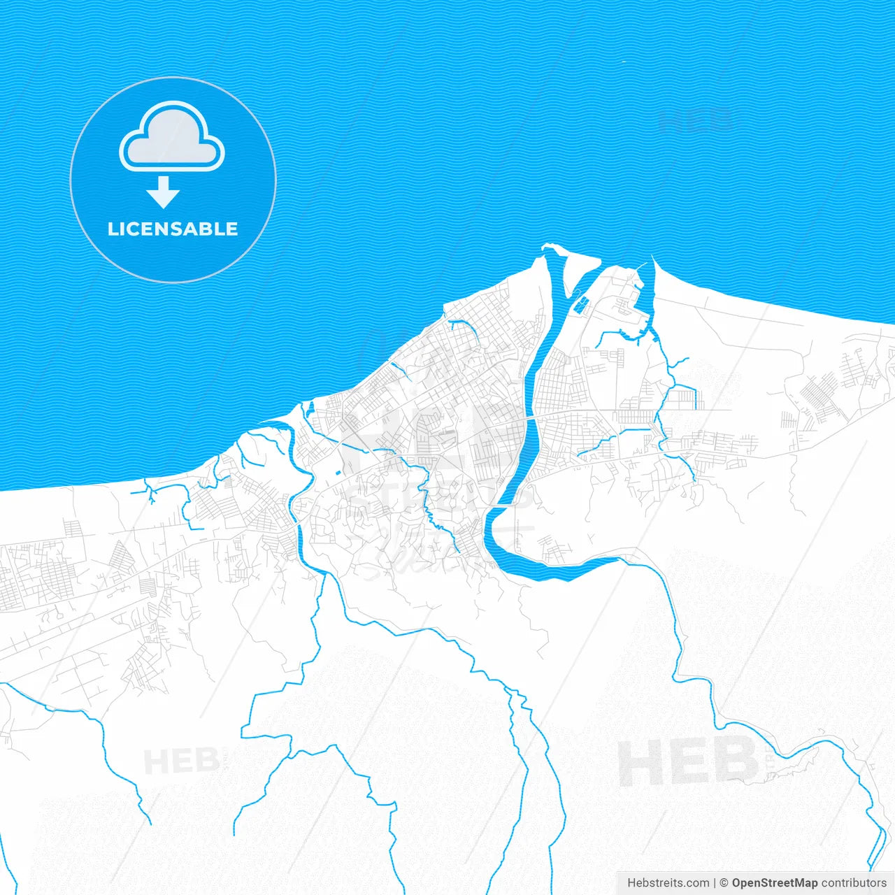 La Ceiba, Honduras Pdf Vector Map With Water In Focus – HEBSTREITS