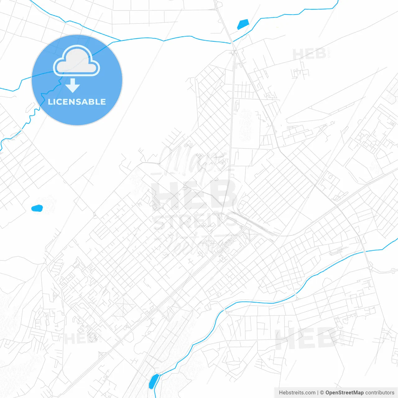 Nalchik, Russia Pdf Vector Map With Water In Focus – HEBSTREITS