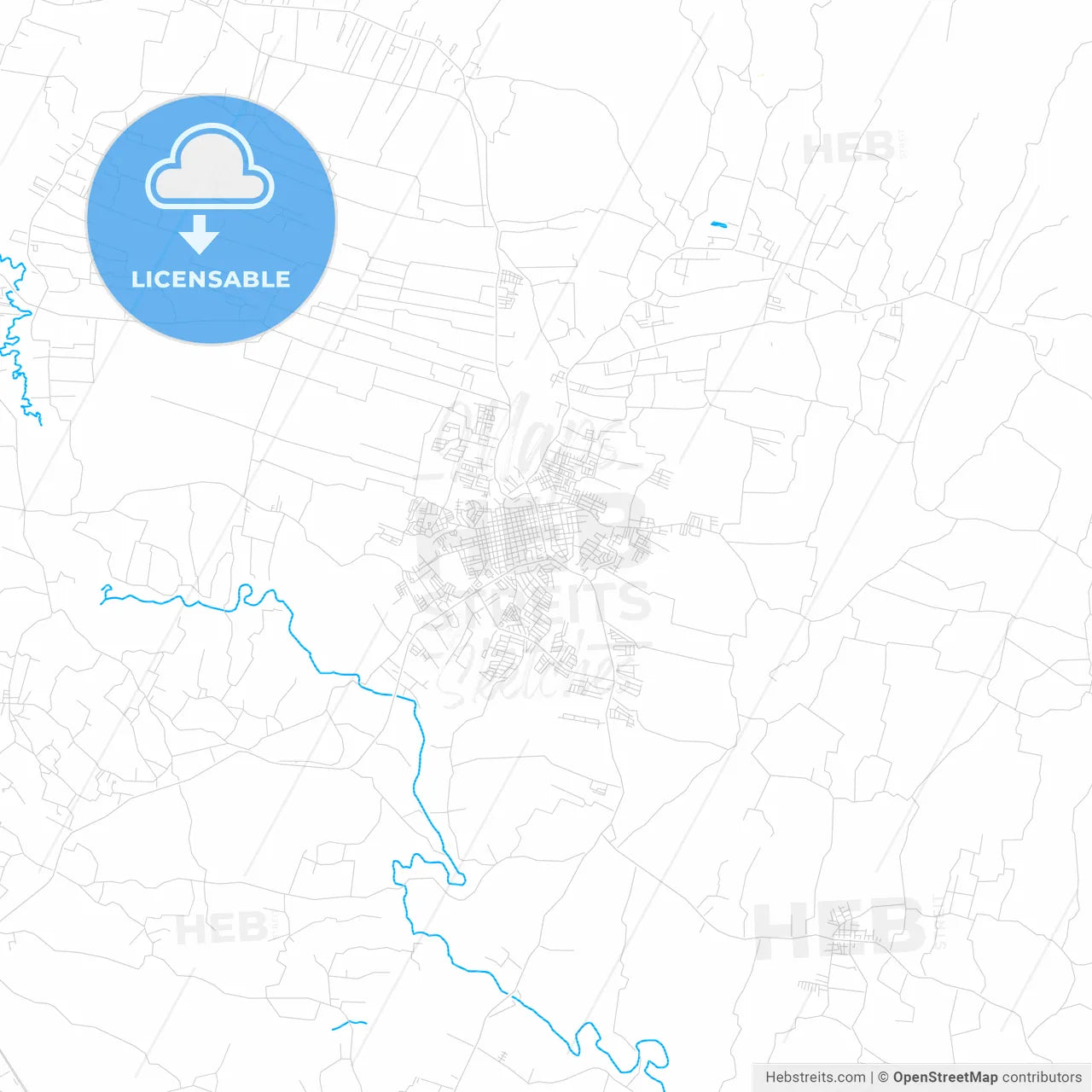 Moca, Dominican Republic Pdf Vector Map With Water In Focus – HEBSTREITS