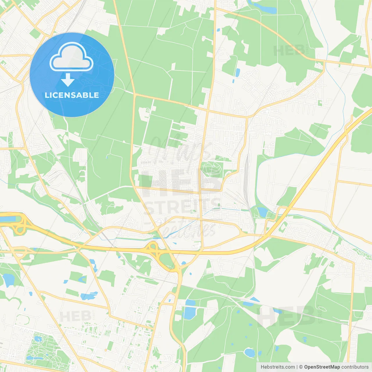 Piekary Slaskie, Poland Vector Map - Classic Colors – HEBSTREITS