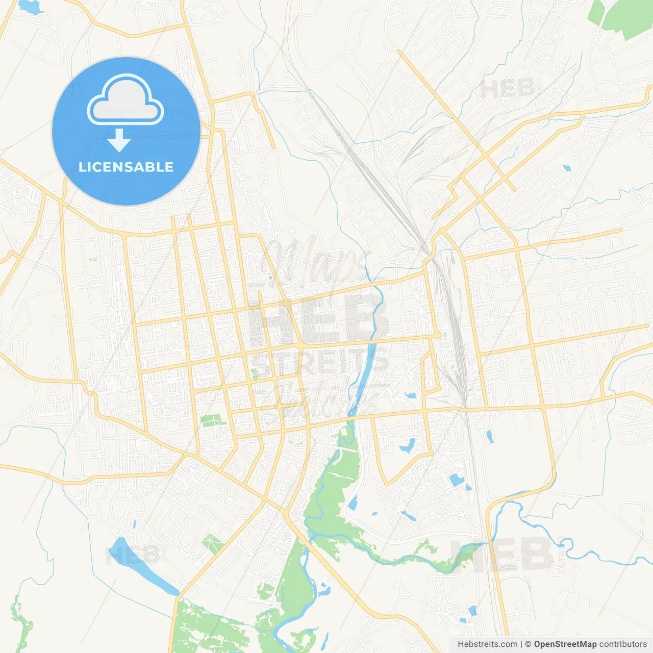 Ussuriysk, Russia Vector Map - Classic Colors – HEBSTREITS