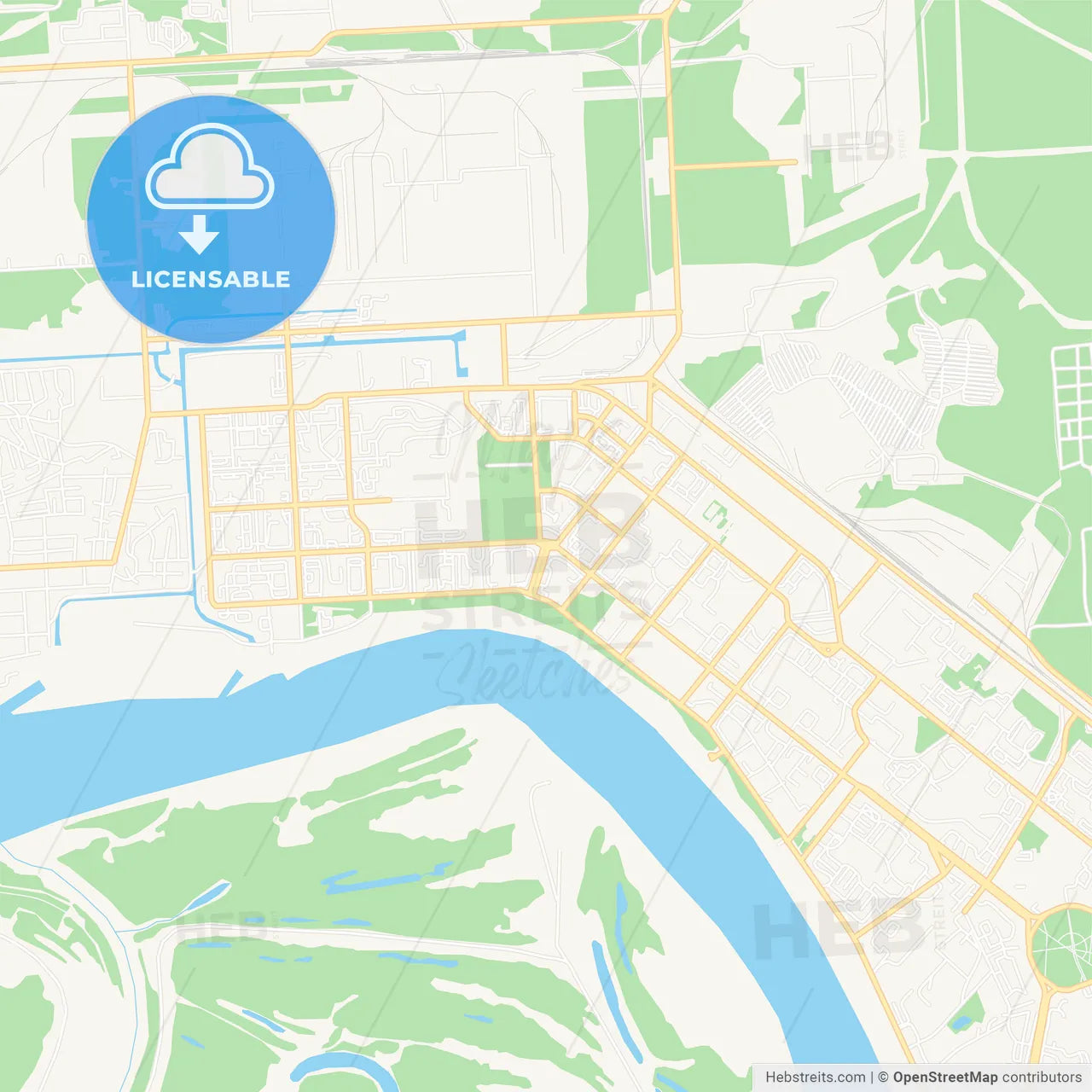 Seversk, Russia Vector Map - Classic Colors – HEBSTREITS