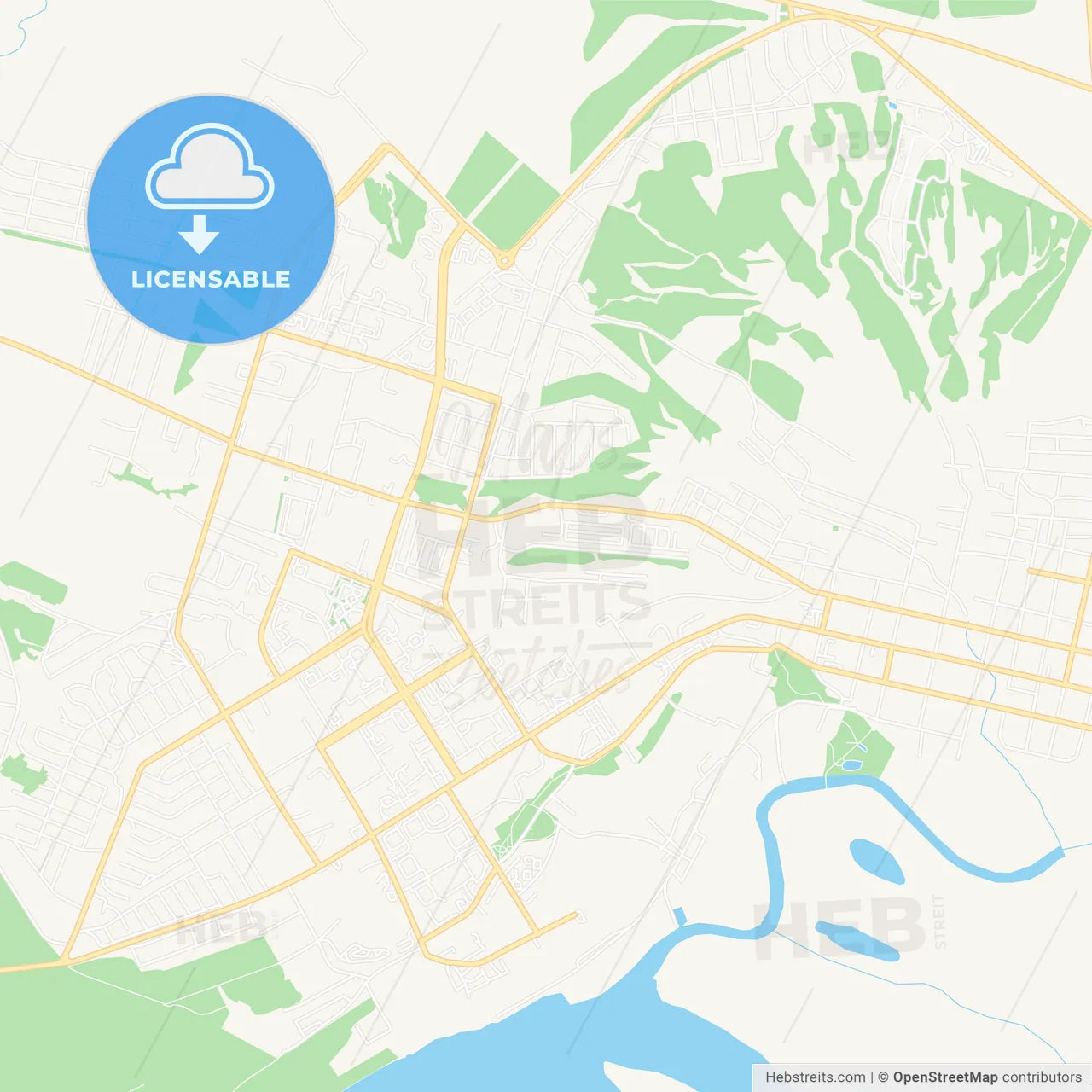 Yelabuga, Russia Vector Map - Classic Colors – HEBSTREITS