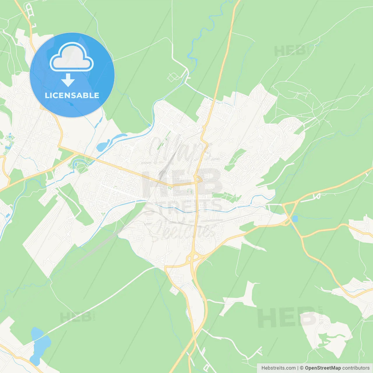 Prievidza, Slovakia Vector Map - Classic Colors – HEBSTREITS