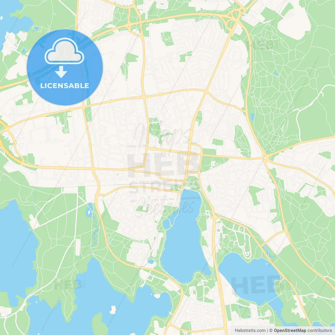 Vaxjo, Sweden Vector Map - Classic Colors – HEBSTREITS