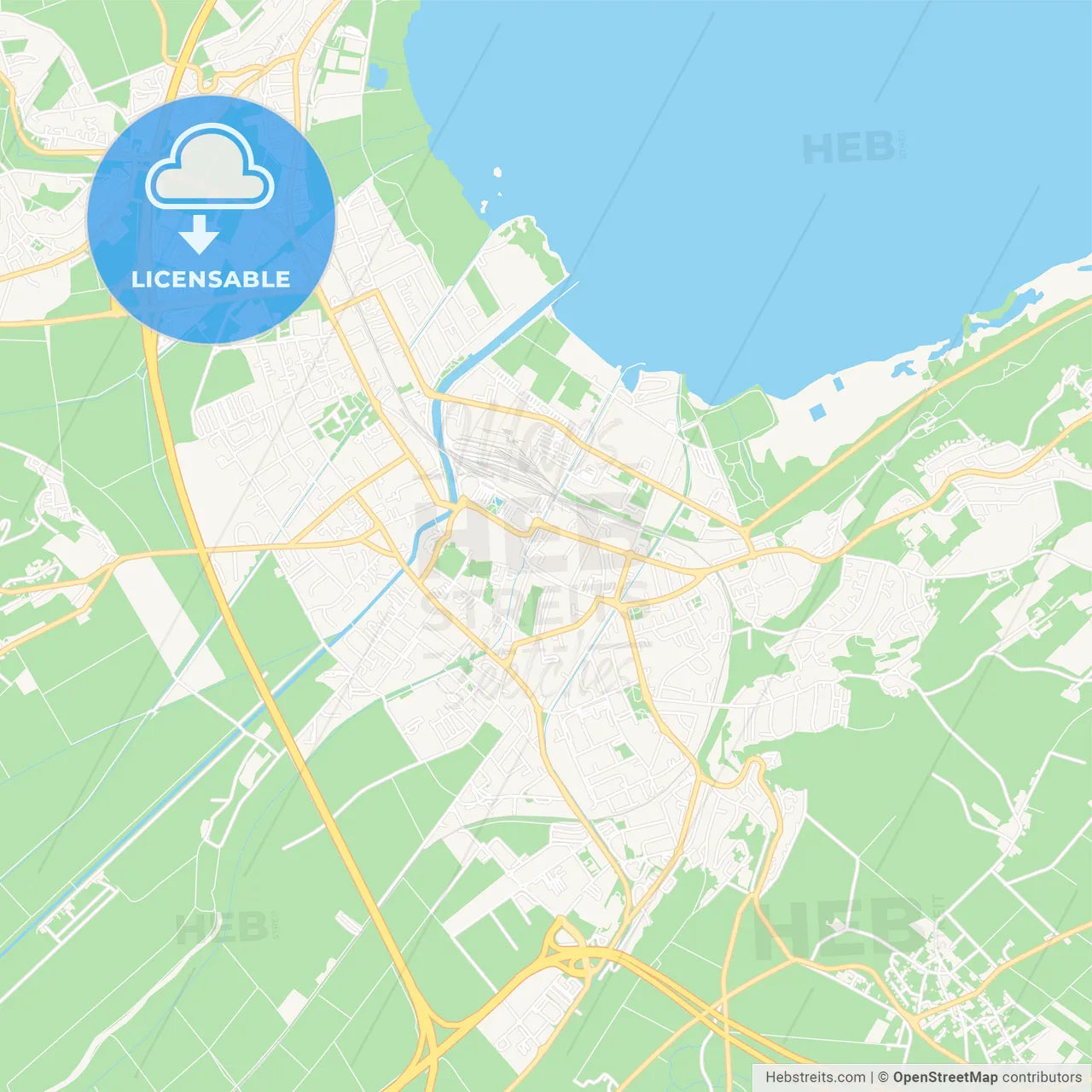 Yverdon-Les-Bains, Switzerland Vector Map - Classic Colors – HEBSTREITS