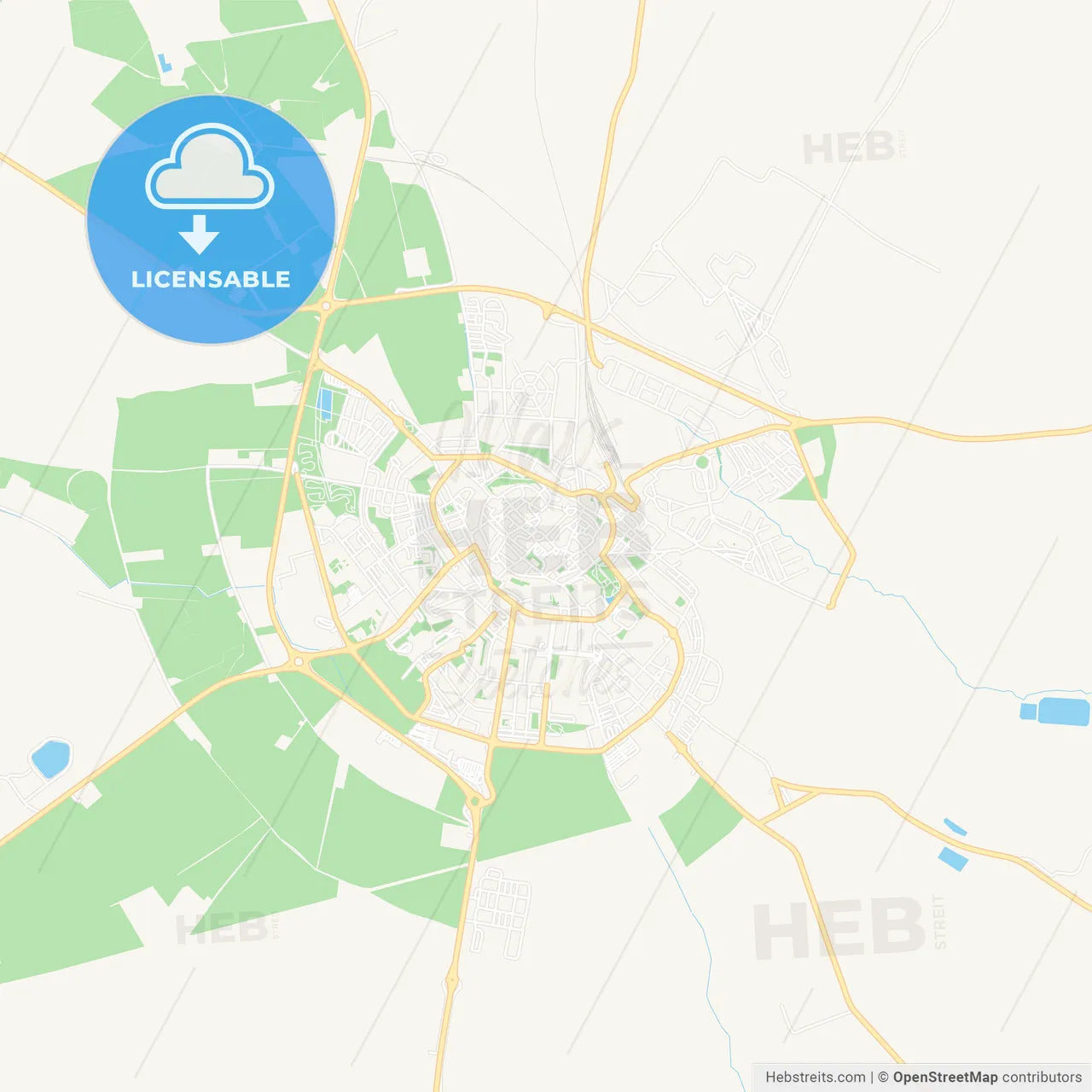 Beja, Portugal Vector Map - Classic Colors – HEBSTREITS
