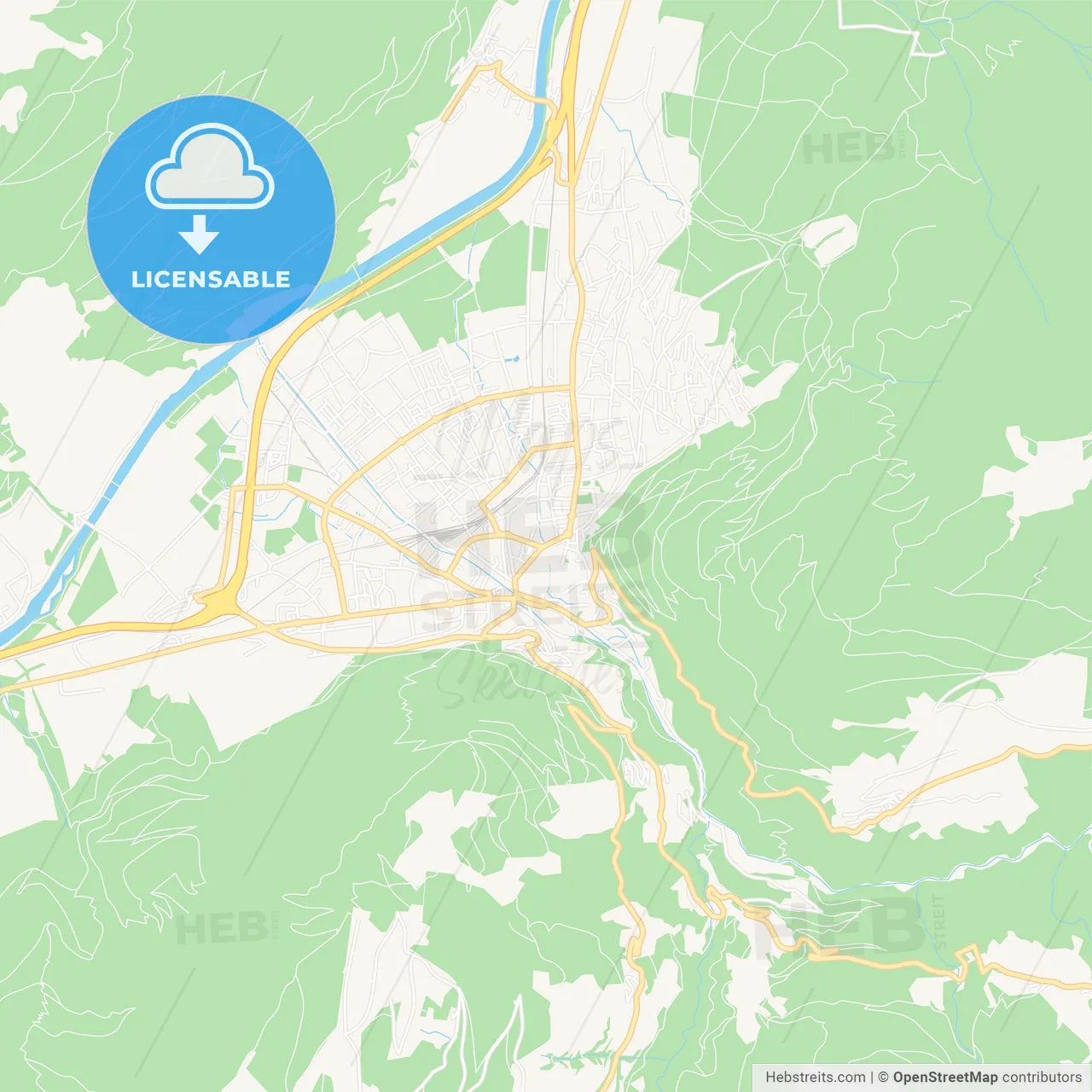 Chur, Switzerland Vector Map - Classic Colors – HEBSTREITS