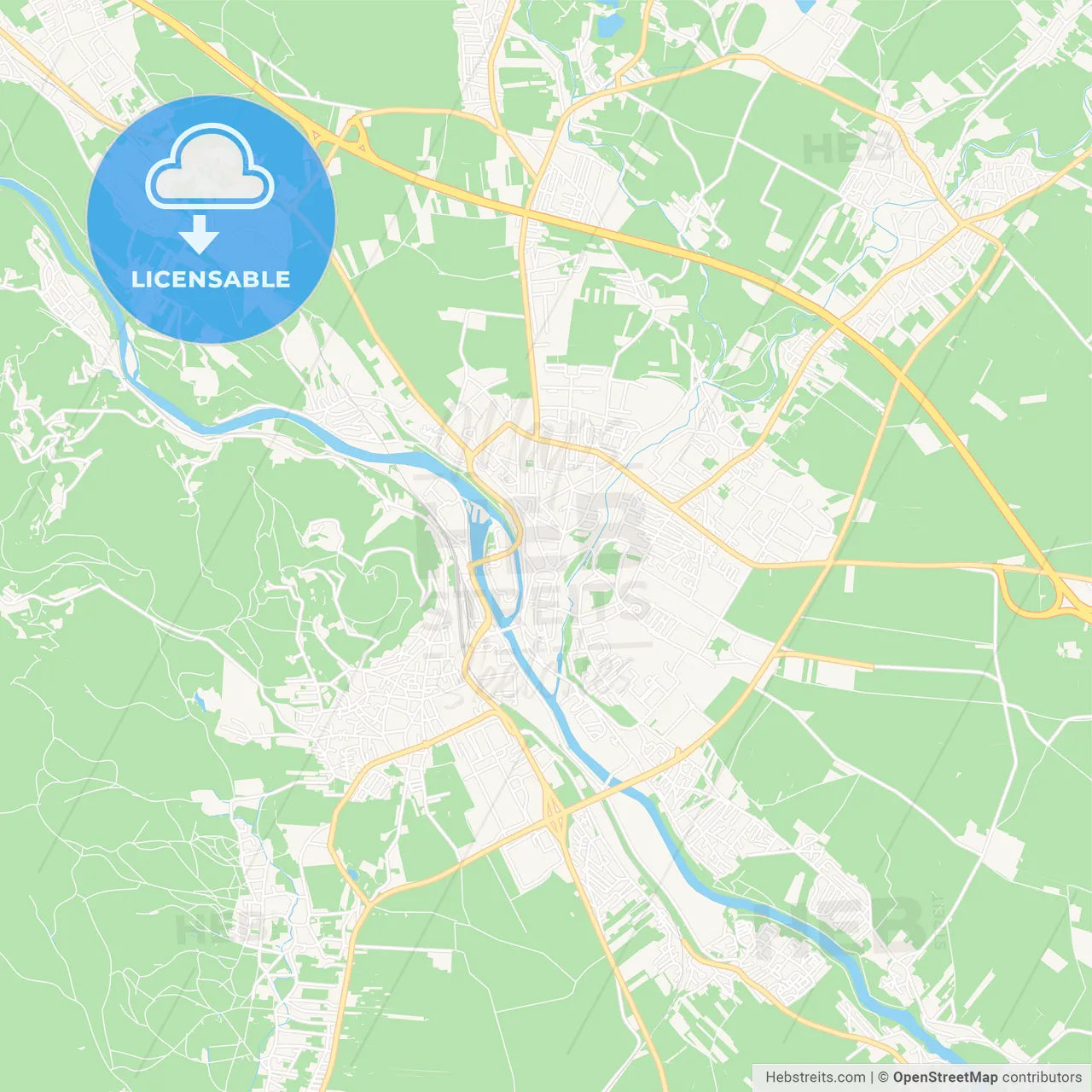 Kranj, Slovenia Vector Map - Classic Colors – HEBSTREITS