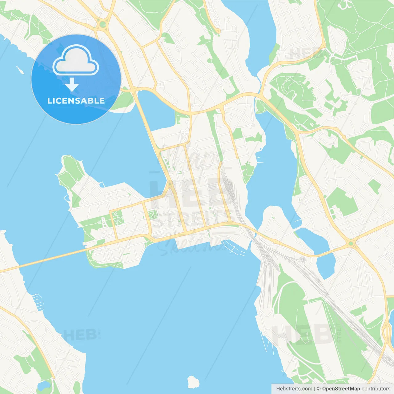 Lulea, Sweden Vector Map - Classic Colors – HEBSTREITS