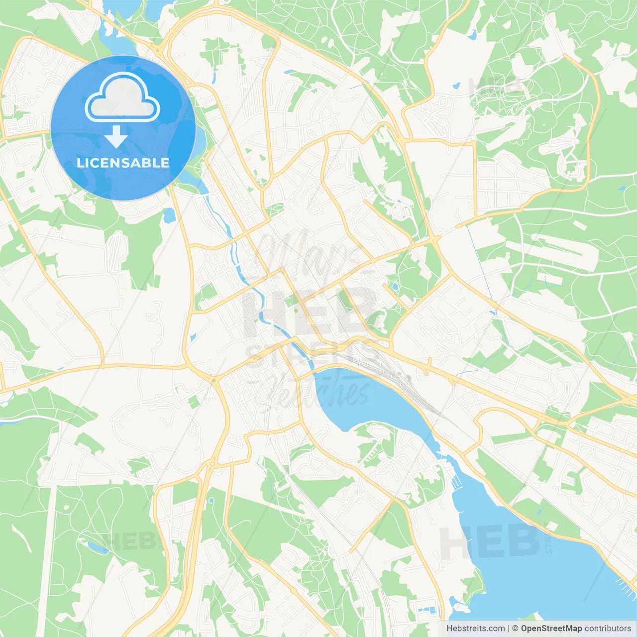 Falun, Sweden Vector Map - Classic Colors – HEBSTREITS
