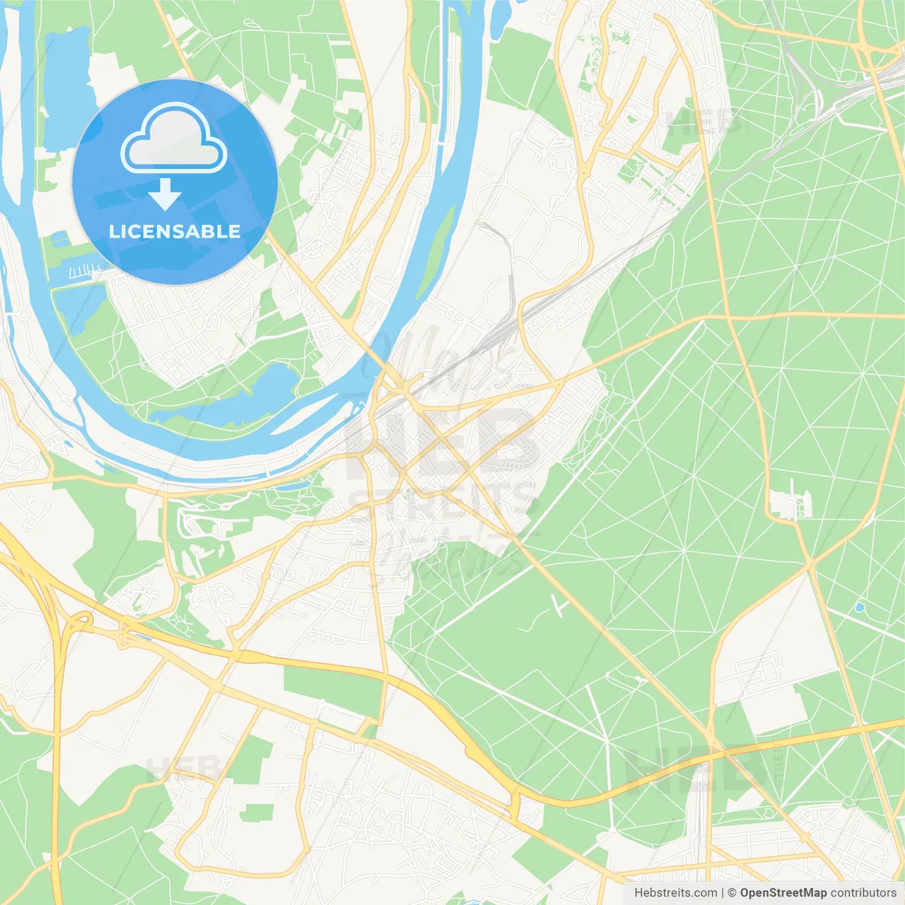 Poissy, France Vector Map - Classic Colors – HEBSTREITS