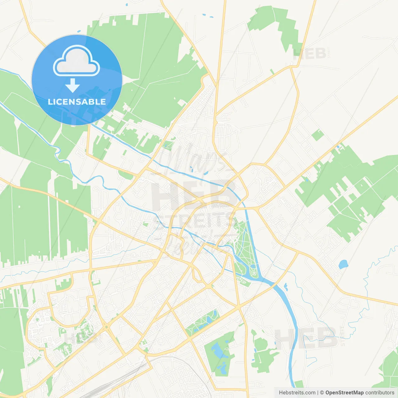 Kalisz, Poland Vector Map - Classic Colors – HEBSTREITS