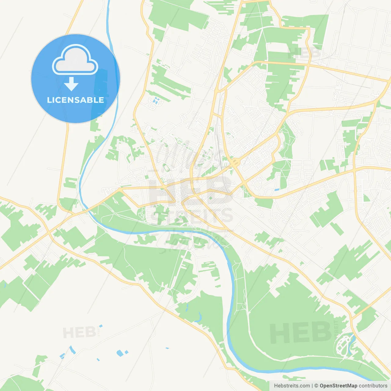 Mielec, Poland Vector Map - Classic Colors – HEBSTREITS