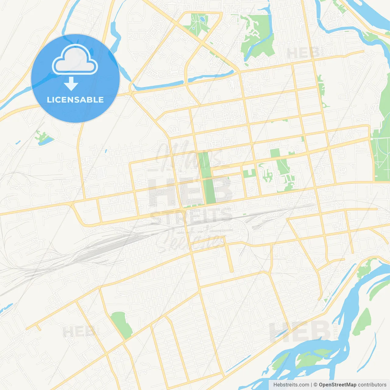 Abakan, Russia Vector Map - Classic Colors – HEBSTREITS