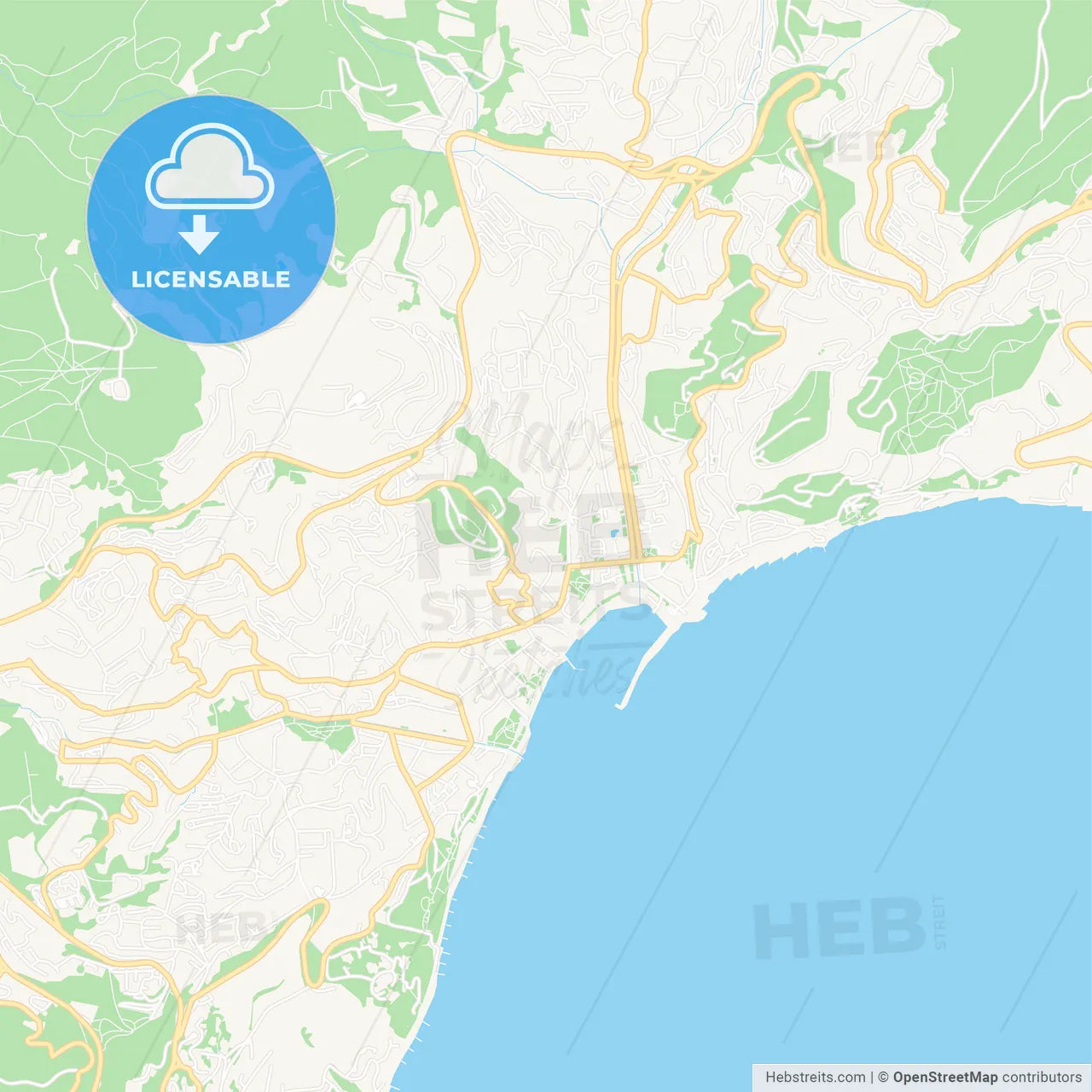 Yalta, Ukraine Vector Map - Classic Colors – HEBSTREITS