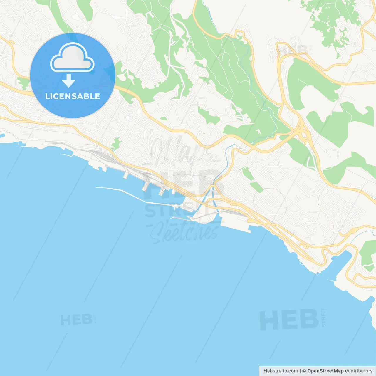 Rijeka , Croatia Vector Map - Classic Colors – HEBSTREITS
