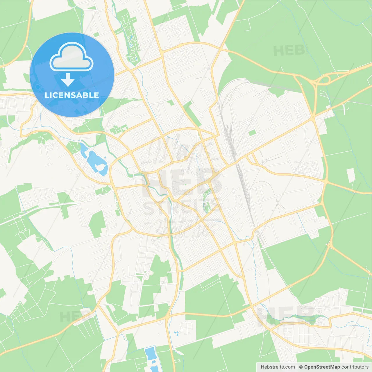 Szombathely, Hungary Vector Map - Classic Colors – HEBSTREITS