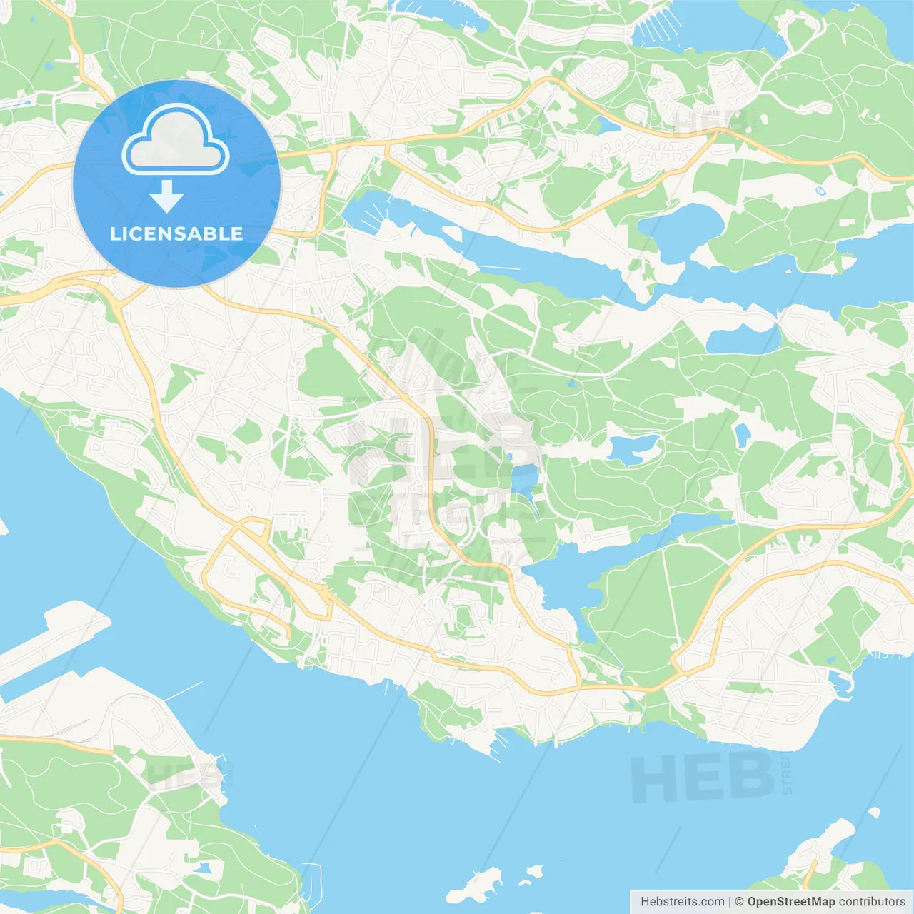 Lidingo, Sweden Vector Map - Classic Colors – HEBSTREITS