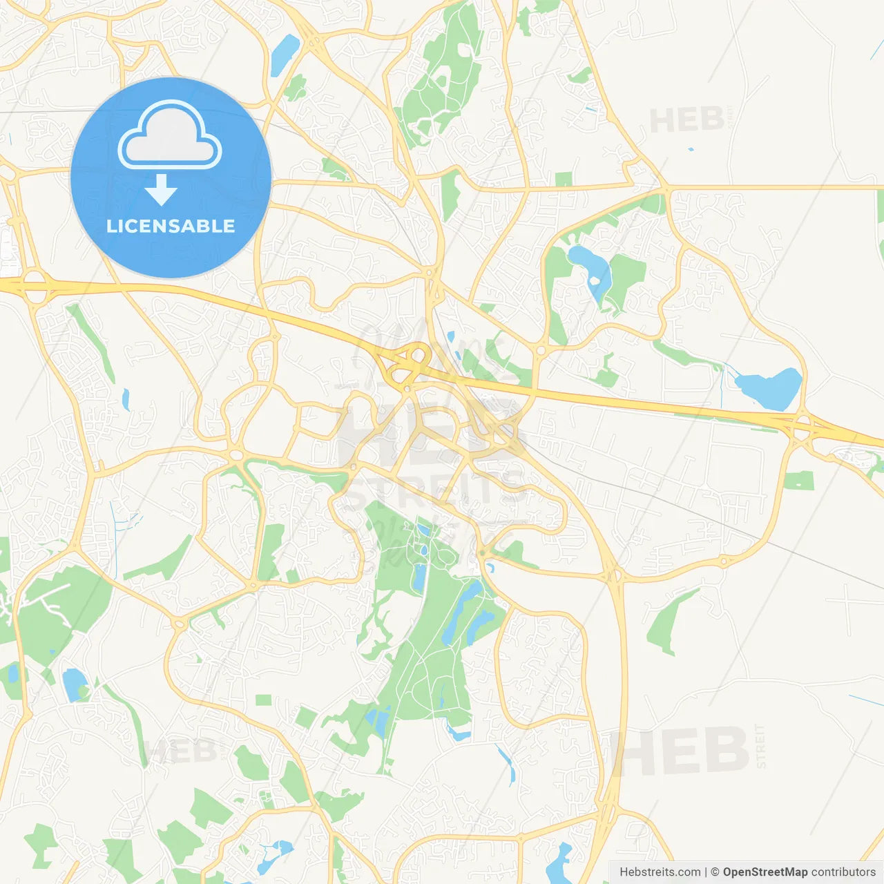 Telford, England Vector Map - Classic Colors – HEBSTREITS