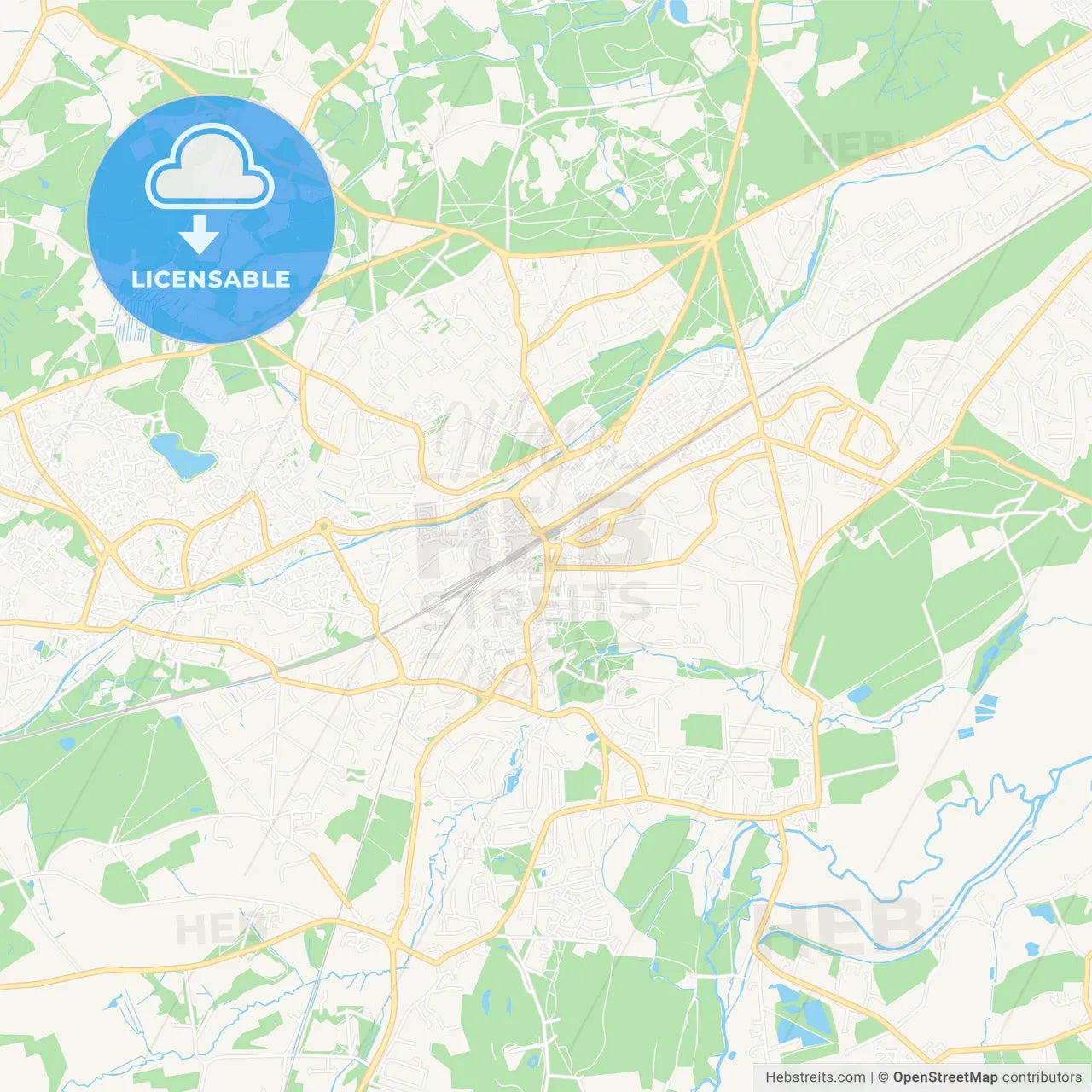 Woking, England Vector Map - Classic Colors – HEBSTREITS