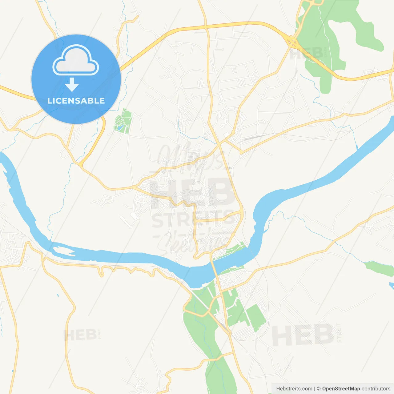 Abrantes, Portugal Vector Map - Classic Colors – HEBSTREITS