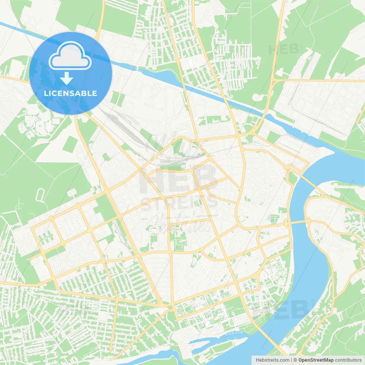 Novi Sad, Serbia Vector Map - Classic Colors – HEBSTREITS