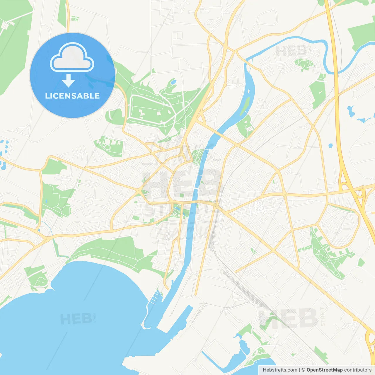 Halmstad, Sweden Vector Map - Classic Colors – HEBSTREITS