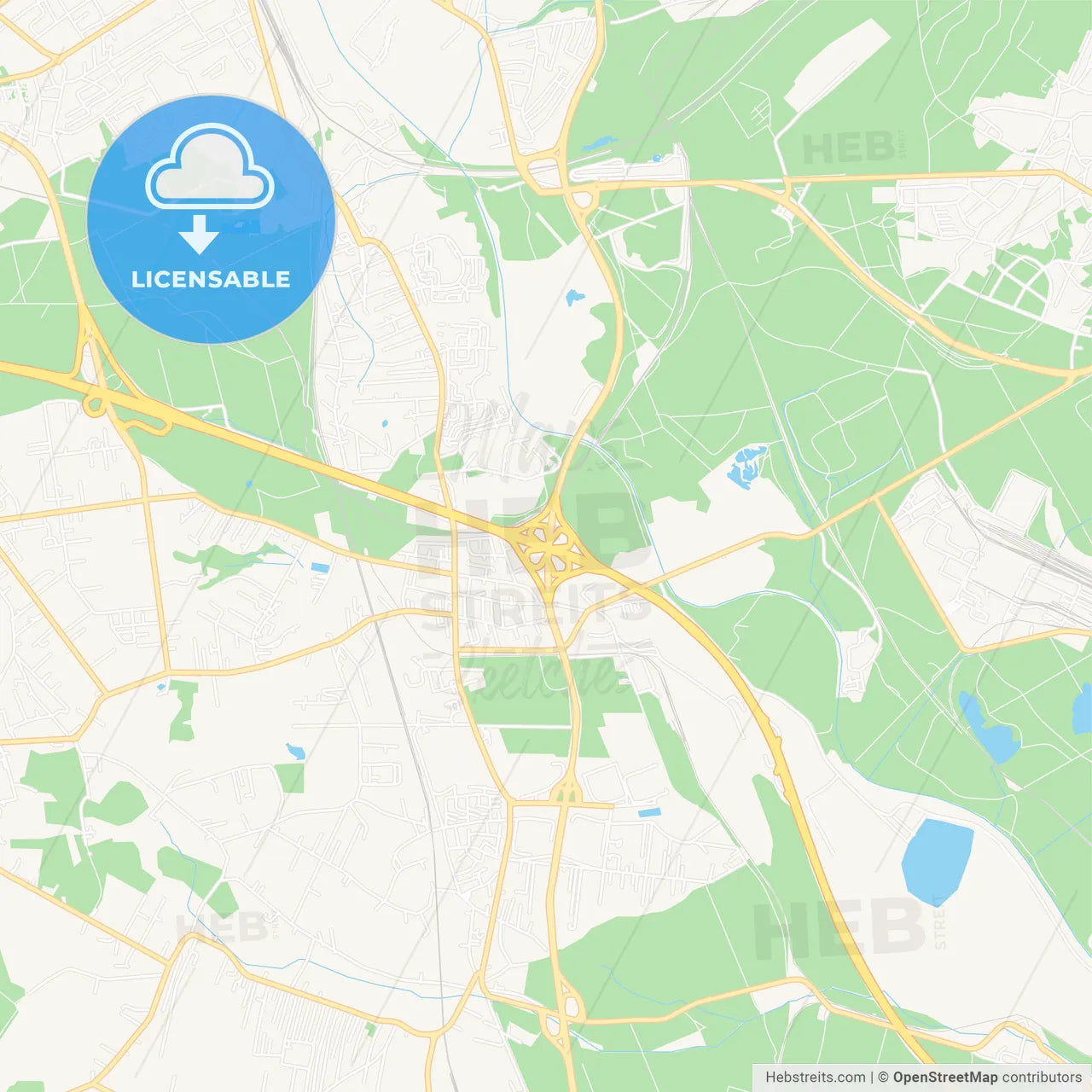 Myslowice, Poland Vector Map - Classic Colors – HEBSTREITS