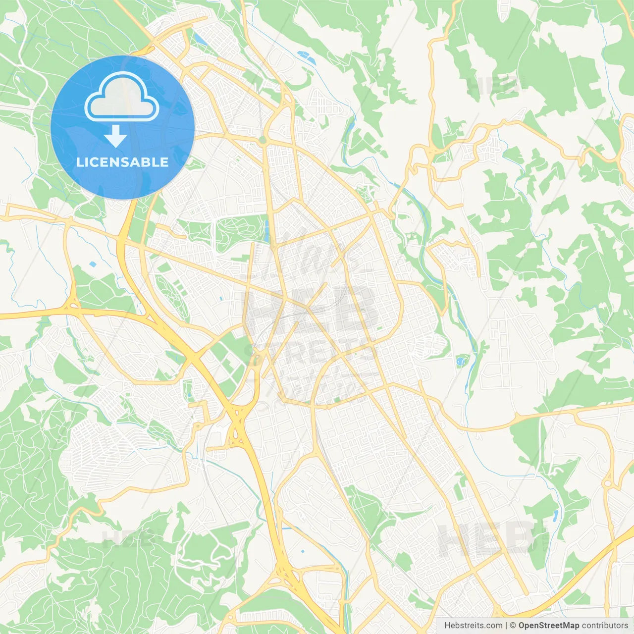 Sabadell, Spain Vector Map - Classic Colors – HEBSTREITS