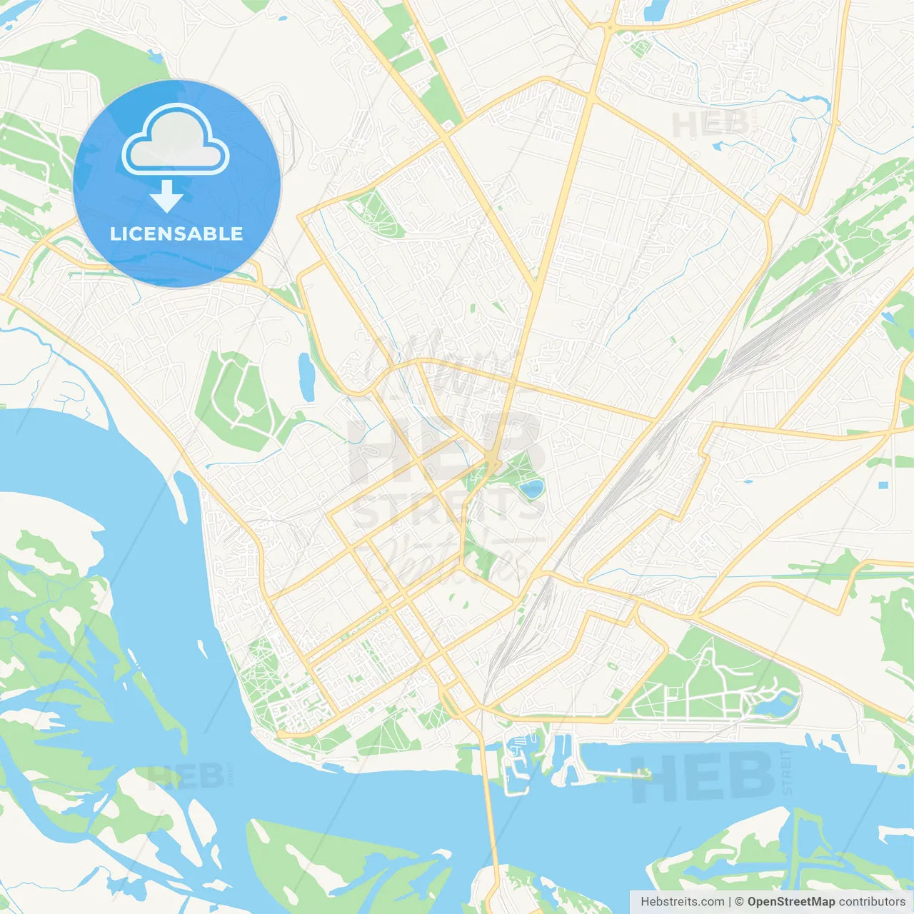 Kremenchuk, Ukraine Vector Map - Classic Colors – HEBSTREITS