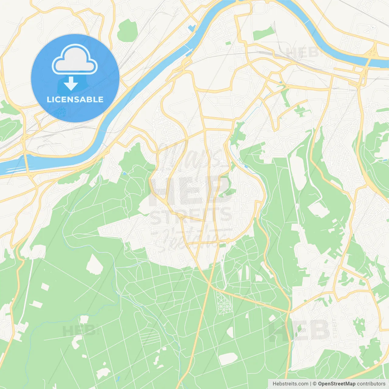 Seraing, Belgium Vector Map - Classic Colors – HEBSTREITS