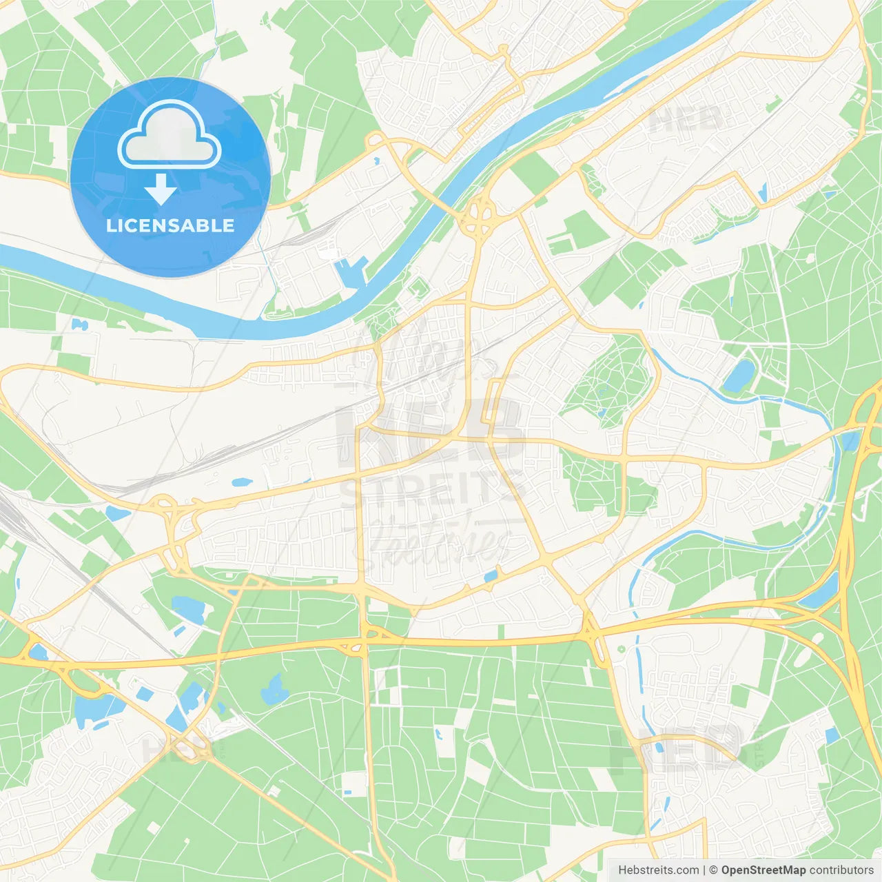 Russelsheim Am Main, Germany Vector Map - Classic Colors – HEBSTREITS