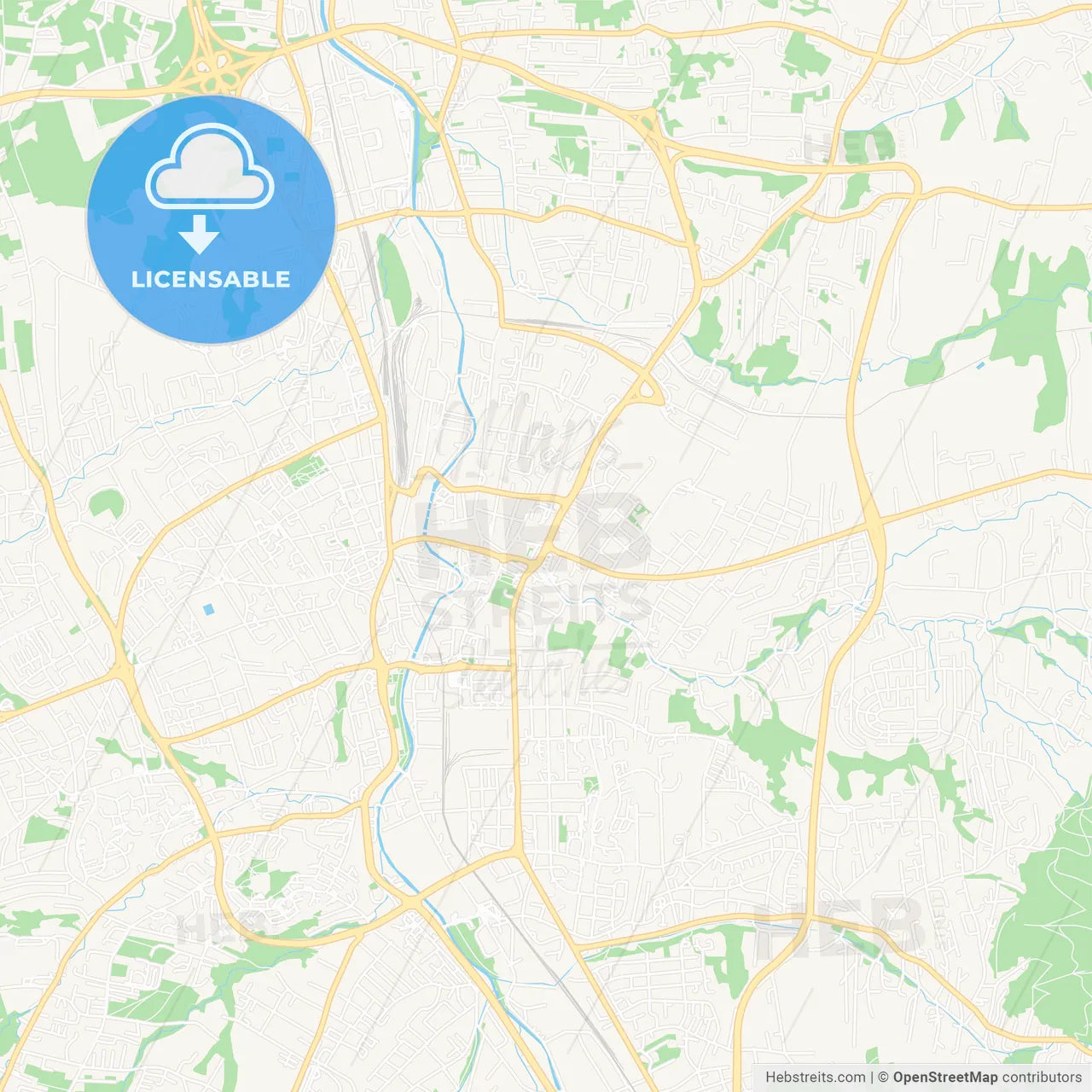 Bielsko-Biala, Poland Vector Map - Classic Colors – HEBSTREITS