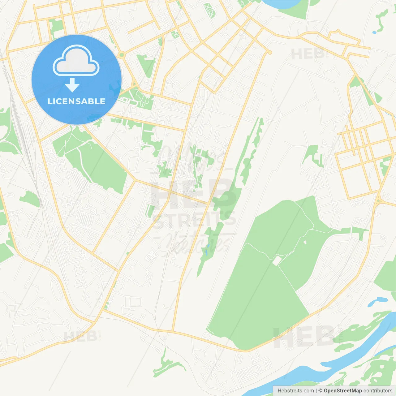 Syktyvkar, Russia Vector Map - Classic Colors – HEBSTREITS