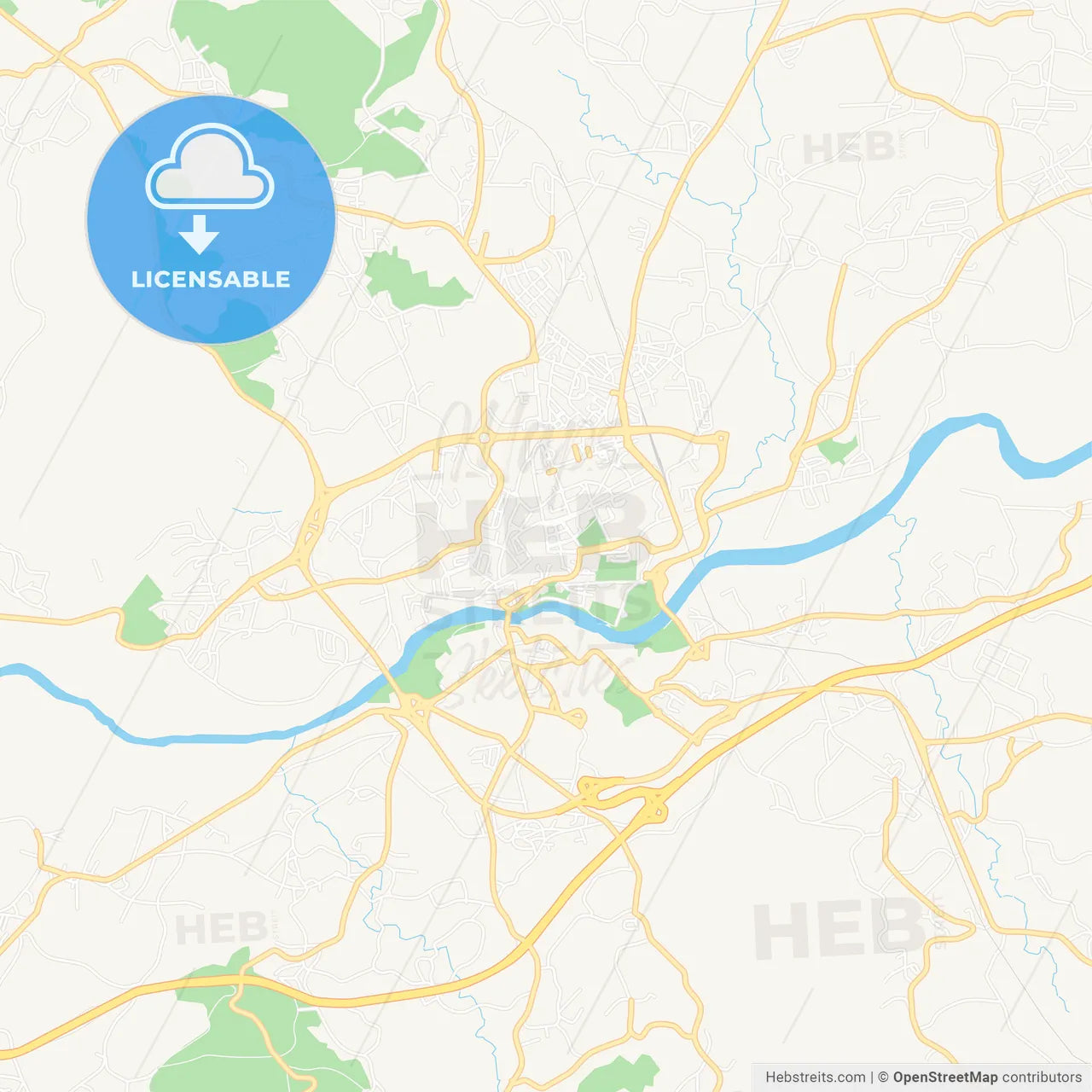 Barcelos, Portugal Vector Map - Classic Colors – HEBSTREITS
