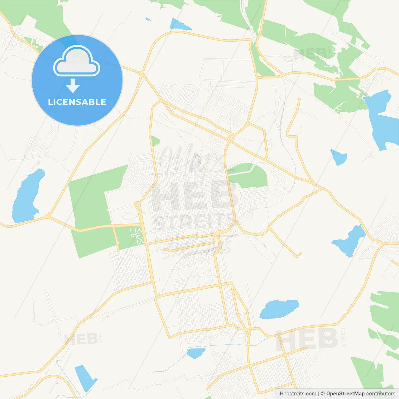 Yenakiieve, Ukraine Vector Map - Classic Colors – HEBSTREITS