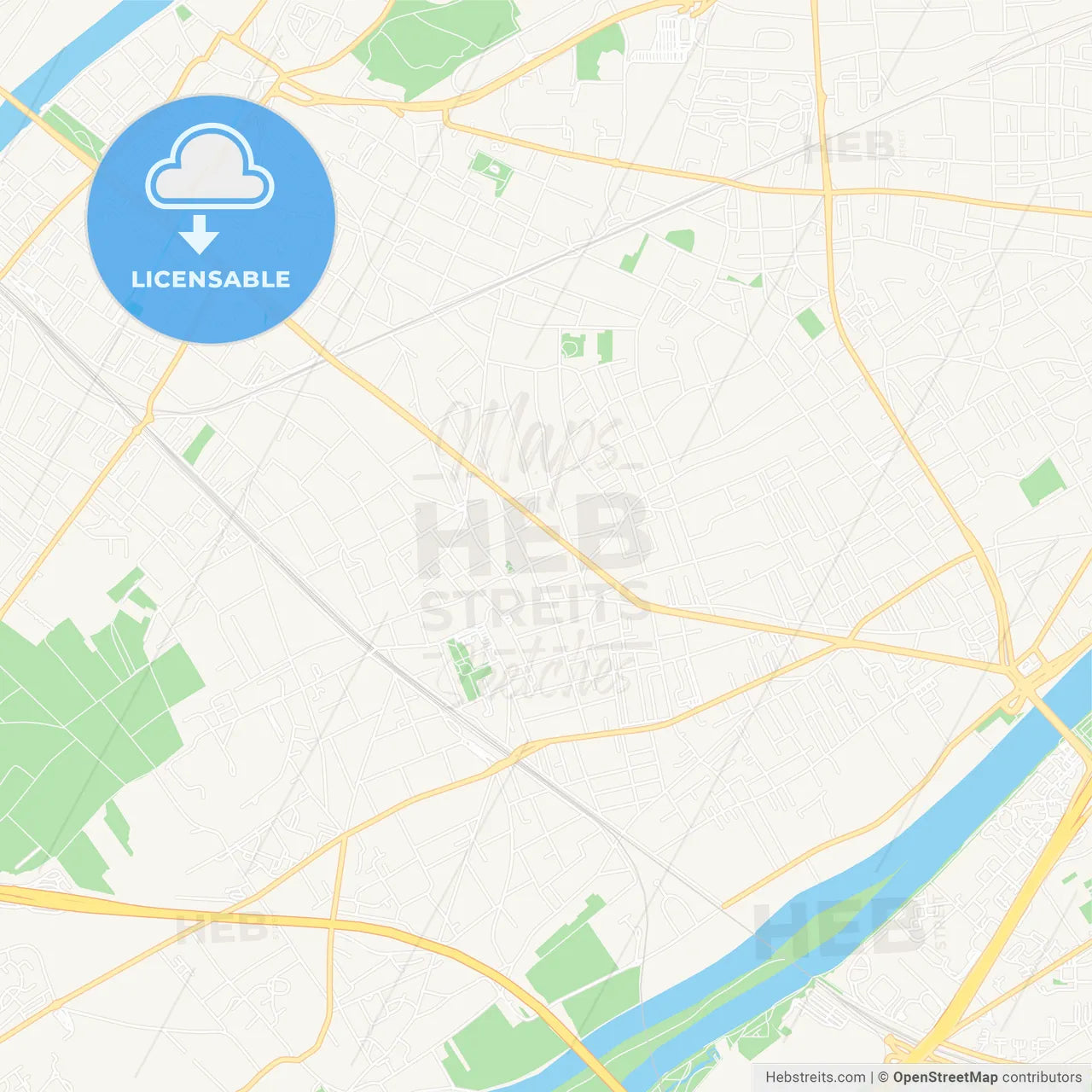 Houilles, France Vector Map - Classic Colors – HEBSTREITS