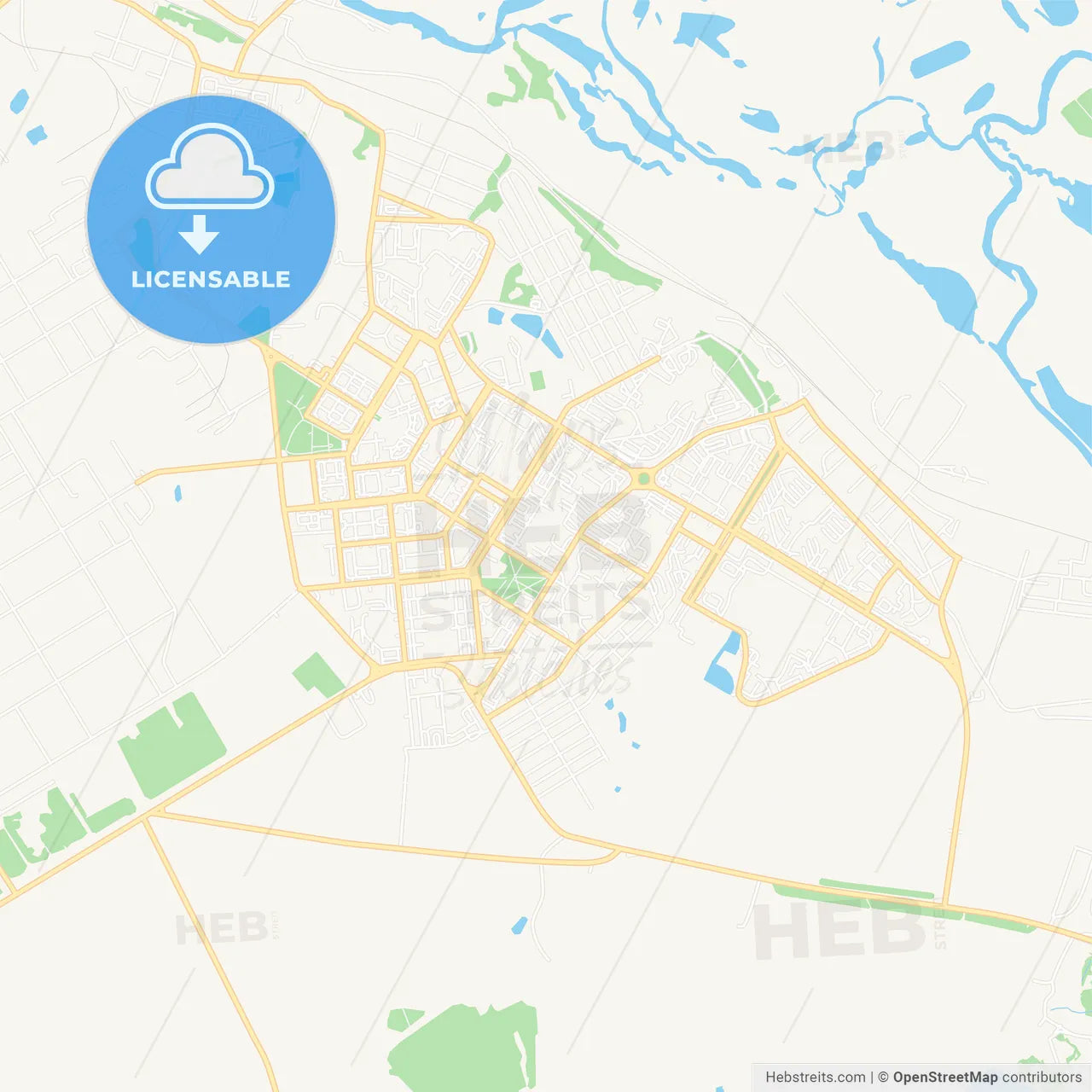 Novokuybyshevsk, Russia Vector Map - Classic Colors – HEBSTREITS