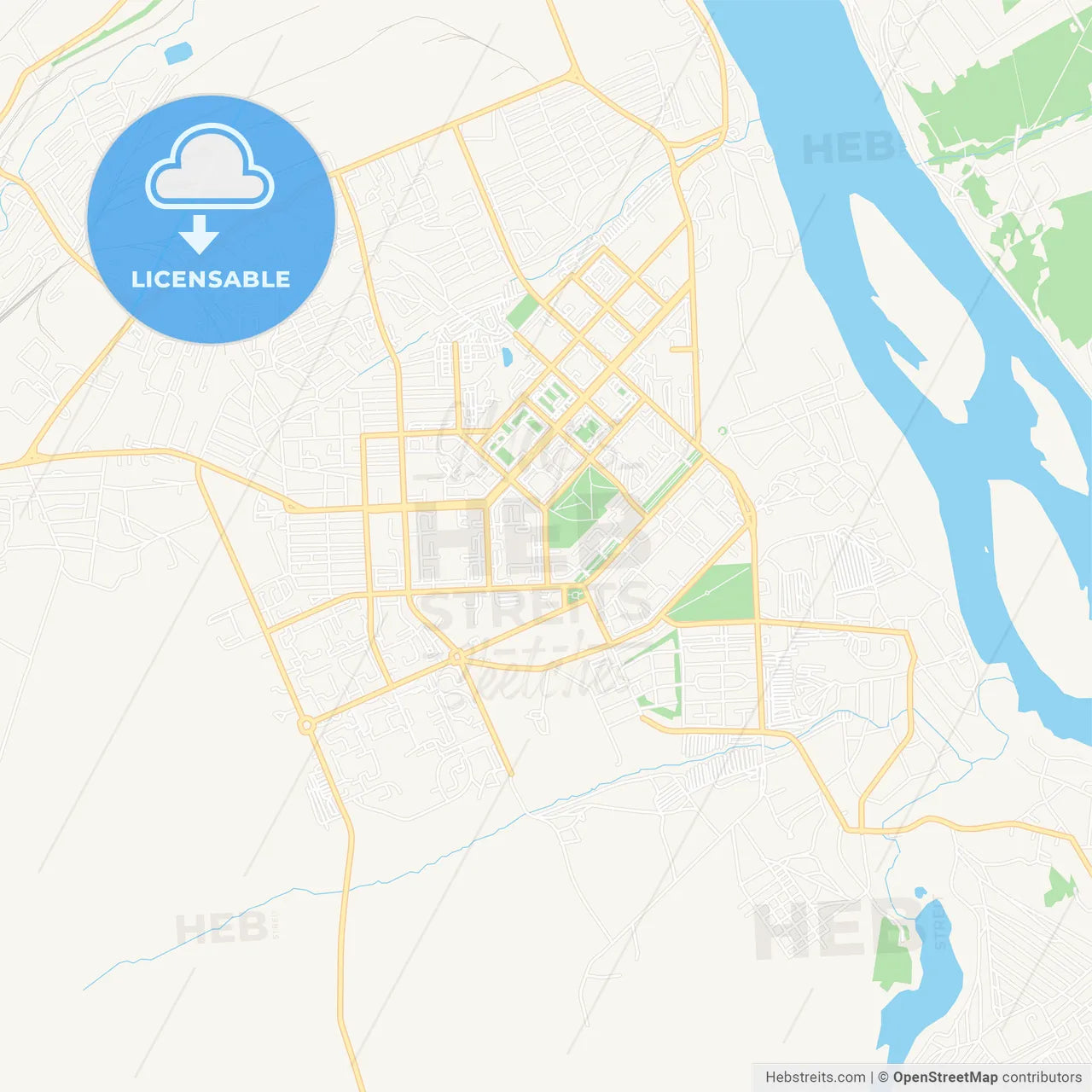 Yurga, Russia Vector Map - Classic Colors – HEBSTREITS