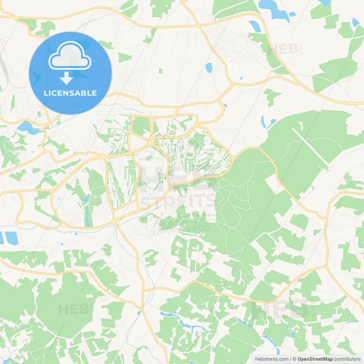 Jastrzebie Zdroj, Poland Vector Map - Classic Colors – HEBSTREITS